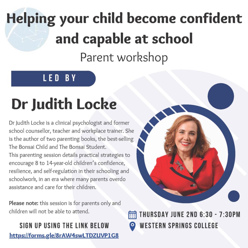 Parent workshop with Dr Judith Locke at WSC on Thurs 2 June – Ngā Puna ...
