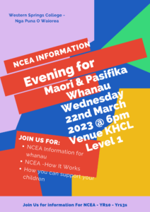 NCEA Information Evening for Māori & Pasifika whānau – Ngā Puna O Waiōrea